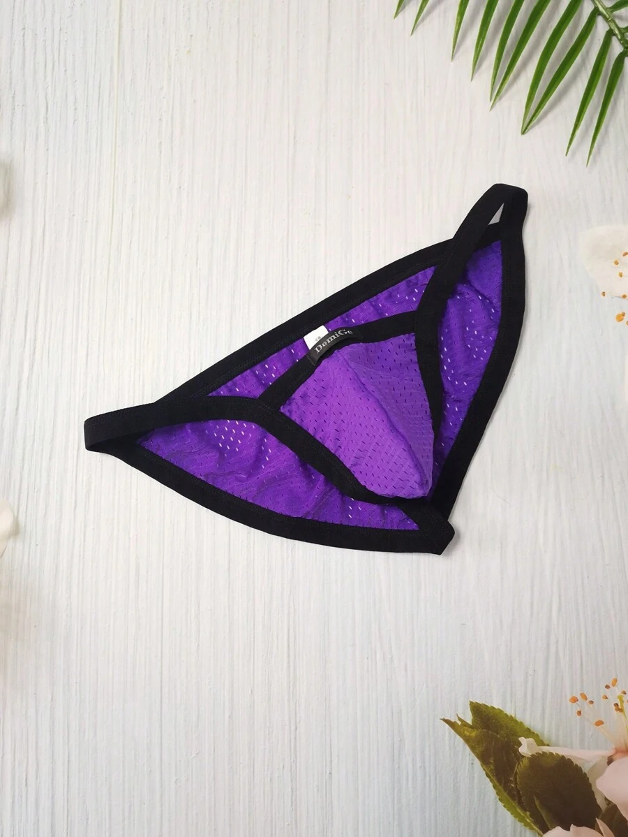 DomiGe One Piece Purple Sexy Sheer Mesh Underwear, Ultra Low-Rise ...