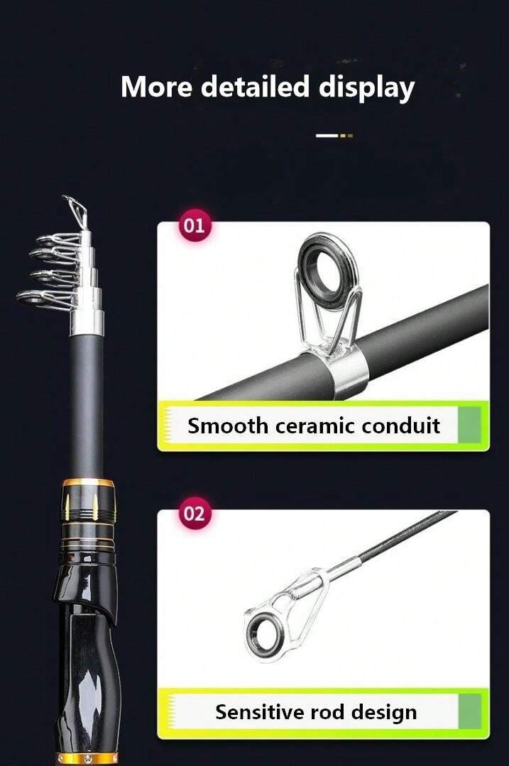 1pc Carbon Fiber Super Lightweight And Portable Casting Fishing Rod For ...