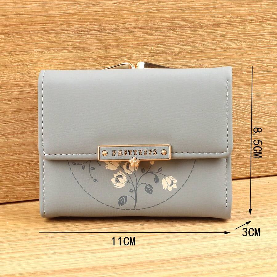 Printed Folded Snap Closure Women's Short Wallet, Multi-Functional Card ...