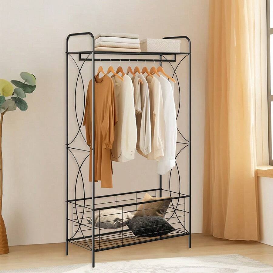 Freestanding Garment Rack, Open-Style Wardrobe, Hanging Rail With Metal ...