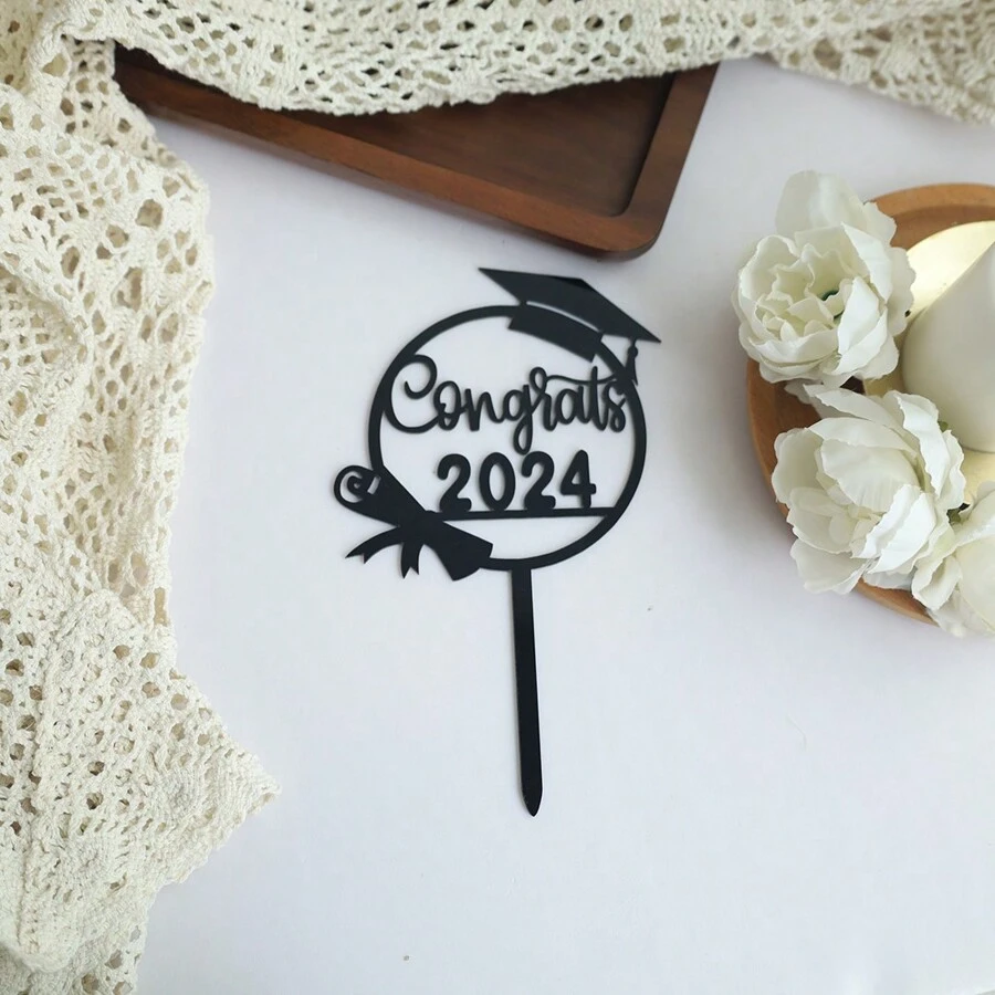 Acrylic Graduation Cake Topper In Black, Inspiring Style Party ...