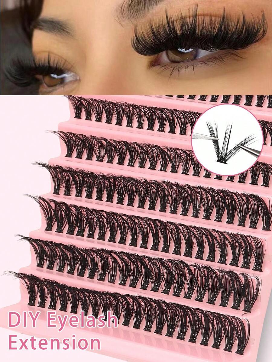 10 Rows/Box Female Lash Extension Natural Lash Clusters Mix 8-16MM D ...