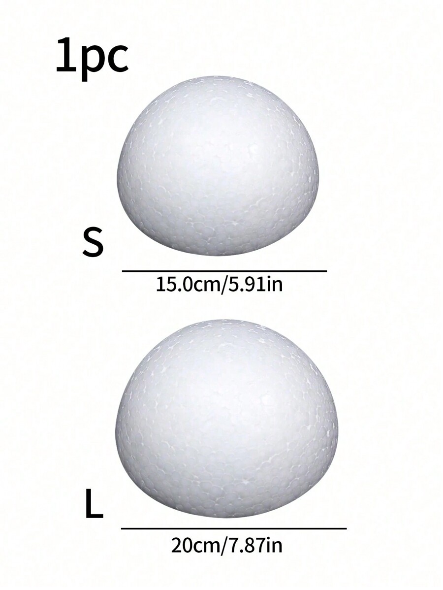 1pc 7.87 Inch X 5.9 Inch White Solid Foam Hemisphere, Handmade For DIY ...