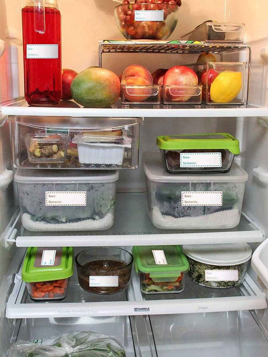 120pcs/Roll Blue Rectangular Label Food Storage Stickers, Kitchen Daily ...