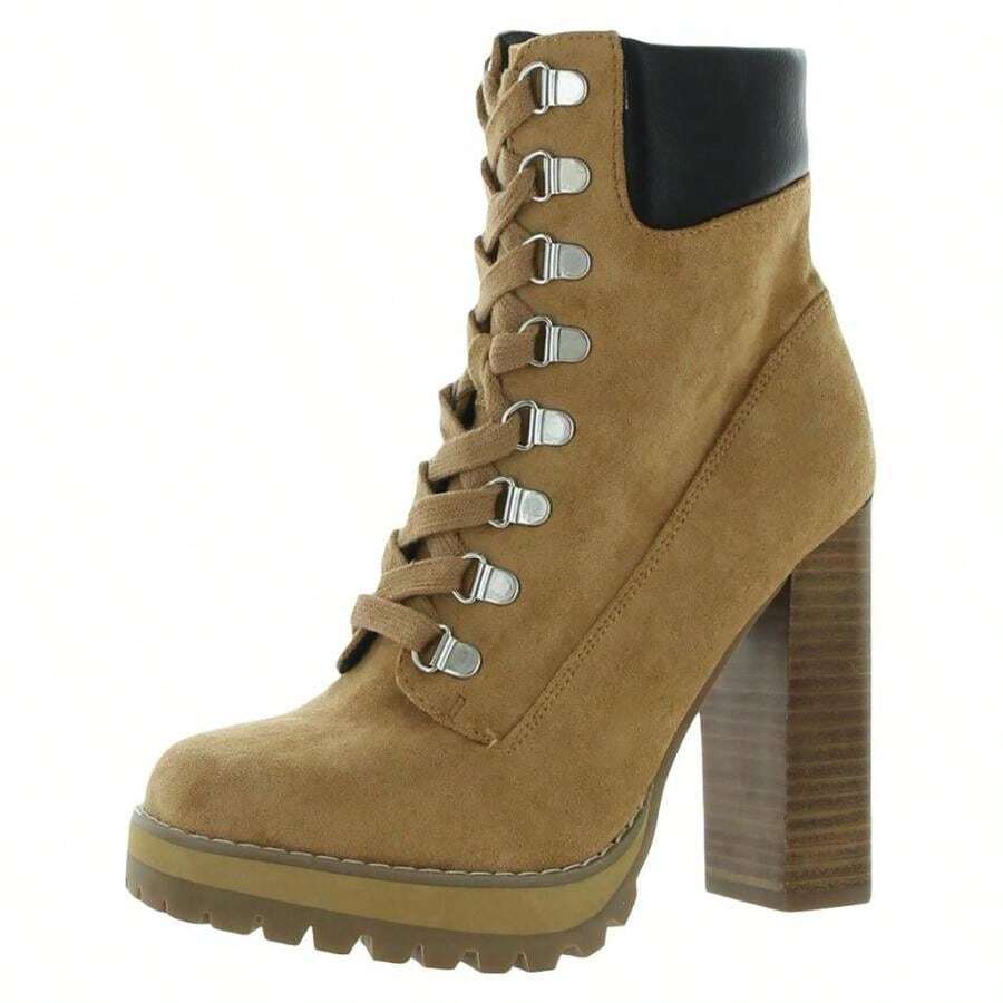 Steve Madden Breccan Womens Square Toe Stacked Heel Lace-Up Boot ...