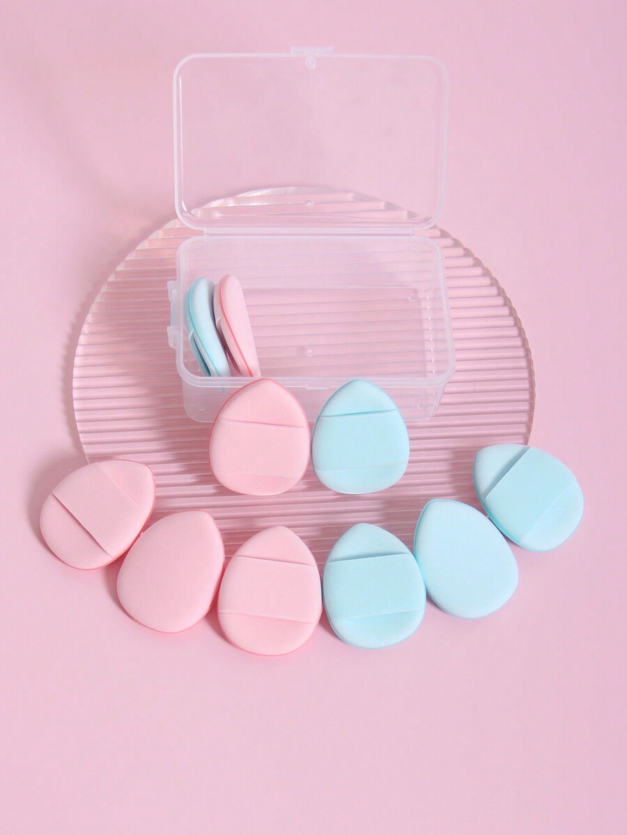 10pcs Mini Finger Air Cushion Puff Set With Storage Box, Including Air ...