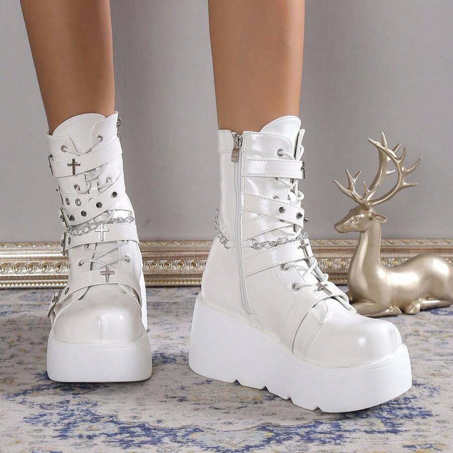 Women's 2024 Autumn Winter New Arrival Platform Studded Ankle Boots ...