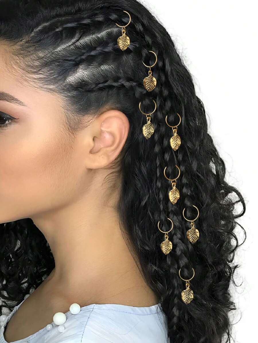 10pcs Gold Color Tree Leaf Shape Braiding Hair Clips, Women's Hair ...