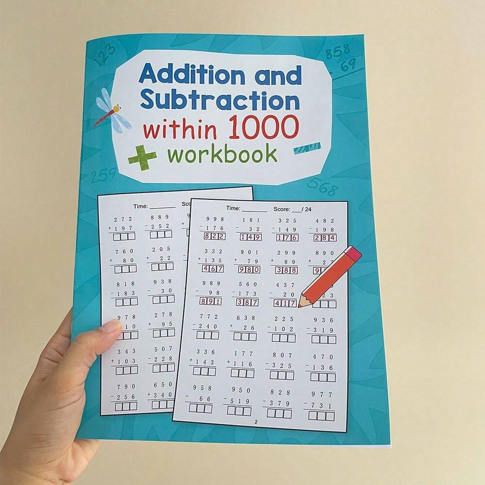 32 Pages Math Arithmetic Workbook Addition & Subtraction Within 1000 ...