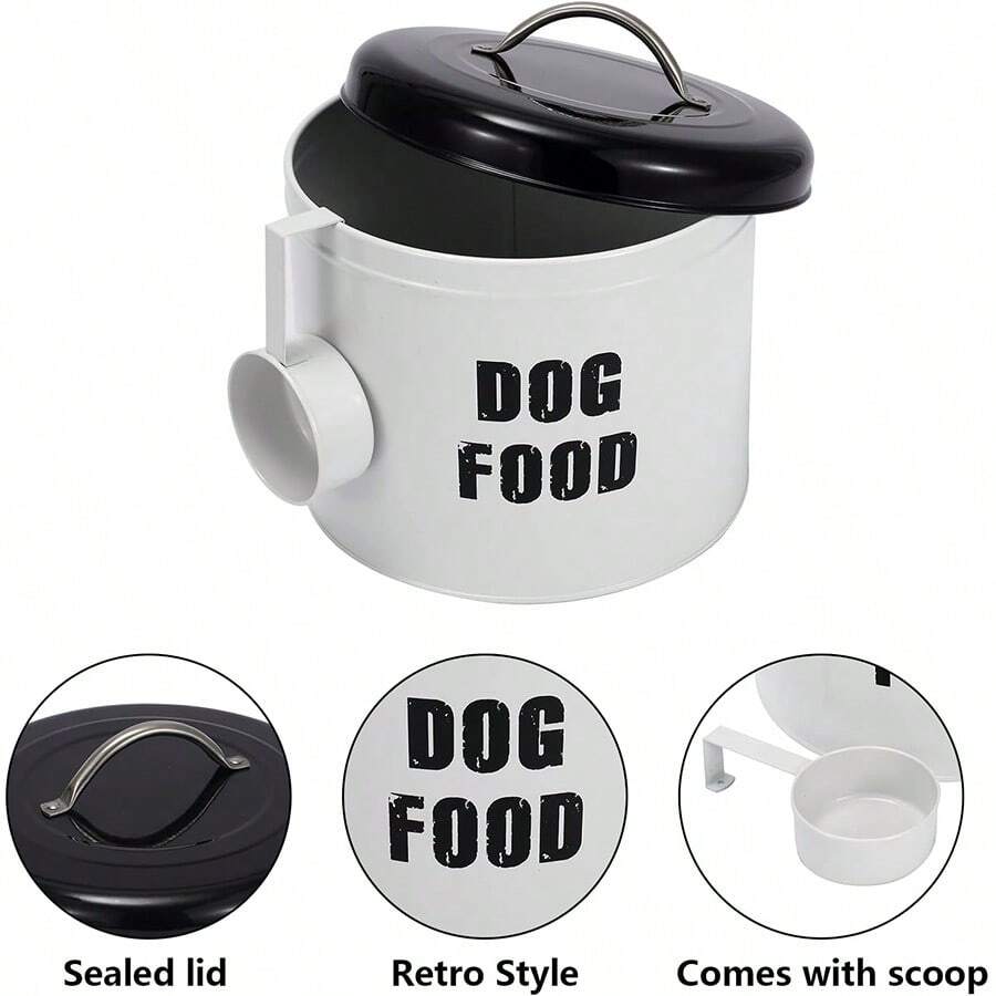 Pet Food Storage Container, Metal Dog Food Bin With Airtight Lid And ...