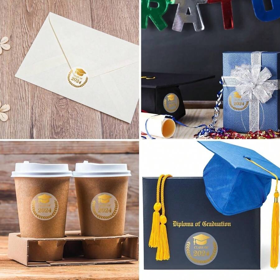 100PCS Graduation Stickers, Class Of 2024 Stickers For Envelopes Seals ...
