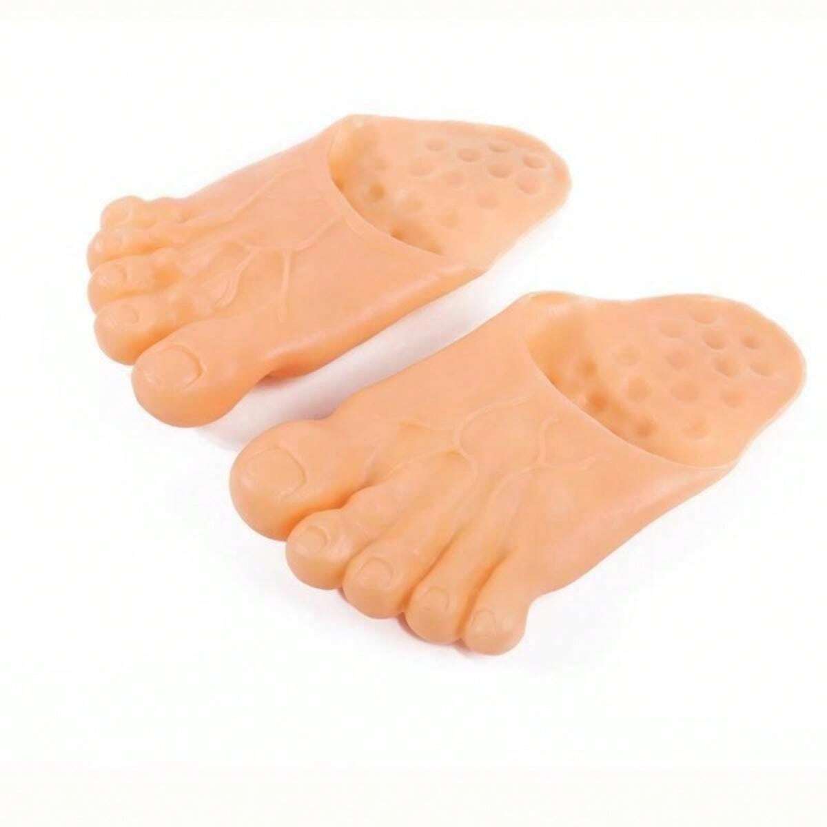 1 Pair Giant Feet Shaped Novelty Slippers For Adults, Bigfoot Barefoot ...