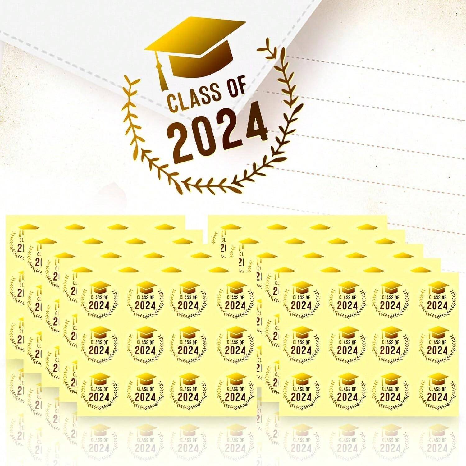 100 pegatinas de graduación, pegatinas de clase del 2024 para sellos de sobres, pegatinas de ...