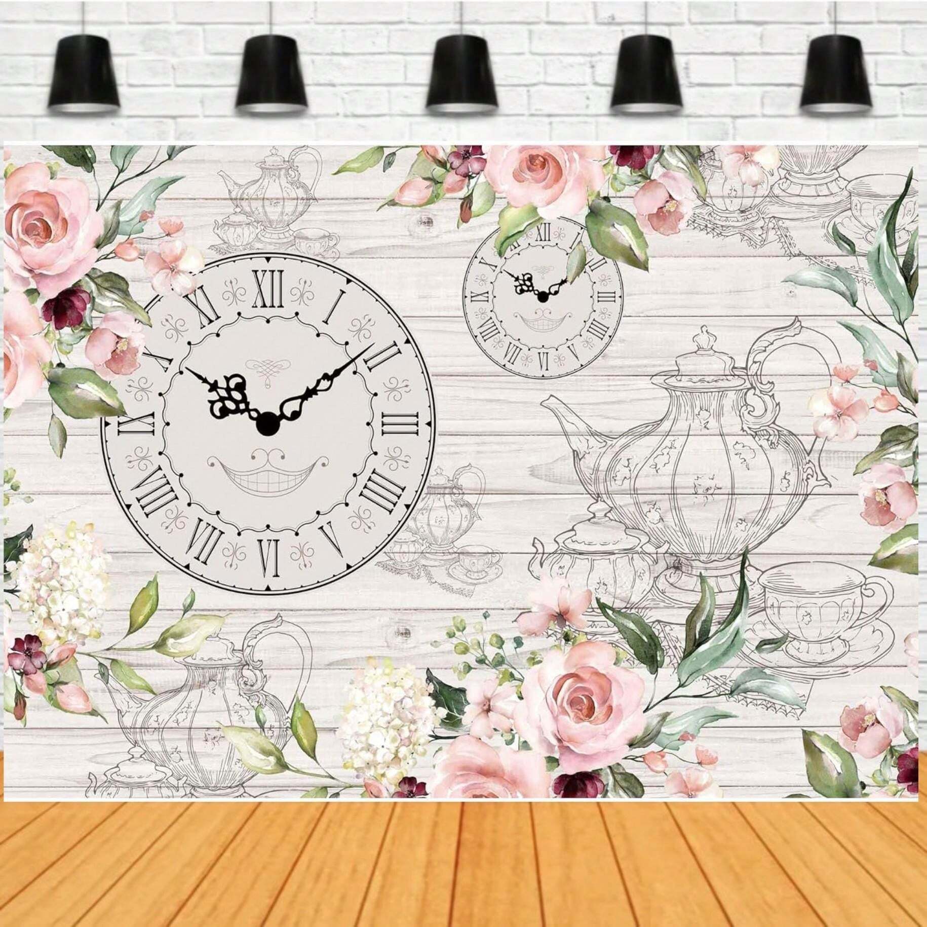 Tea Party Backdrop Princess First Birthday Party Decorations Alice In ...