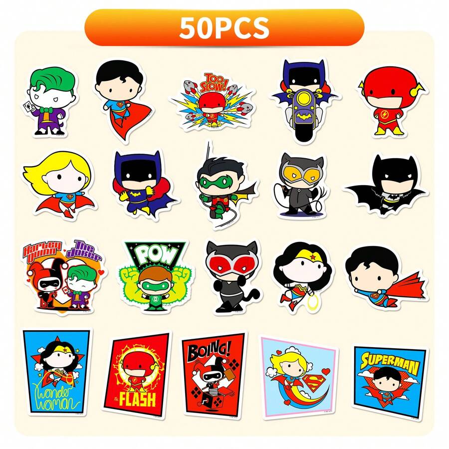 DC Hero 50pcs Justice League Stickers, Funny Q-Version Hero Vinyl ...