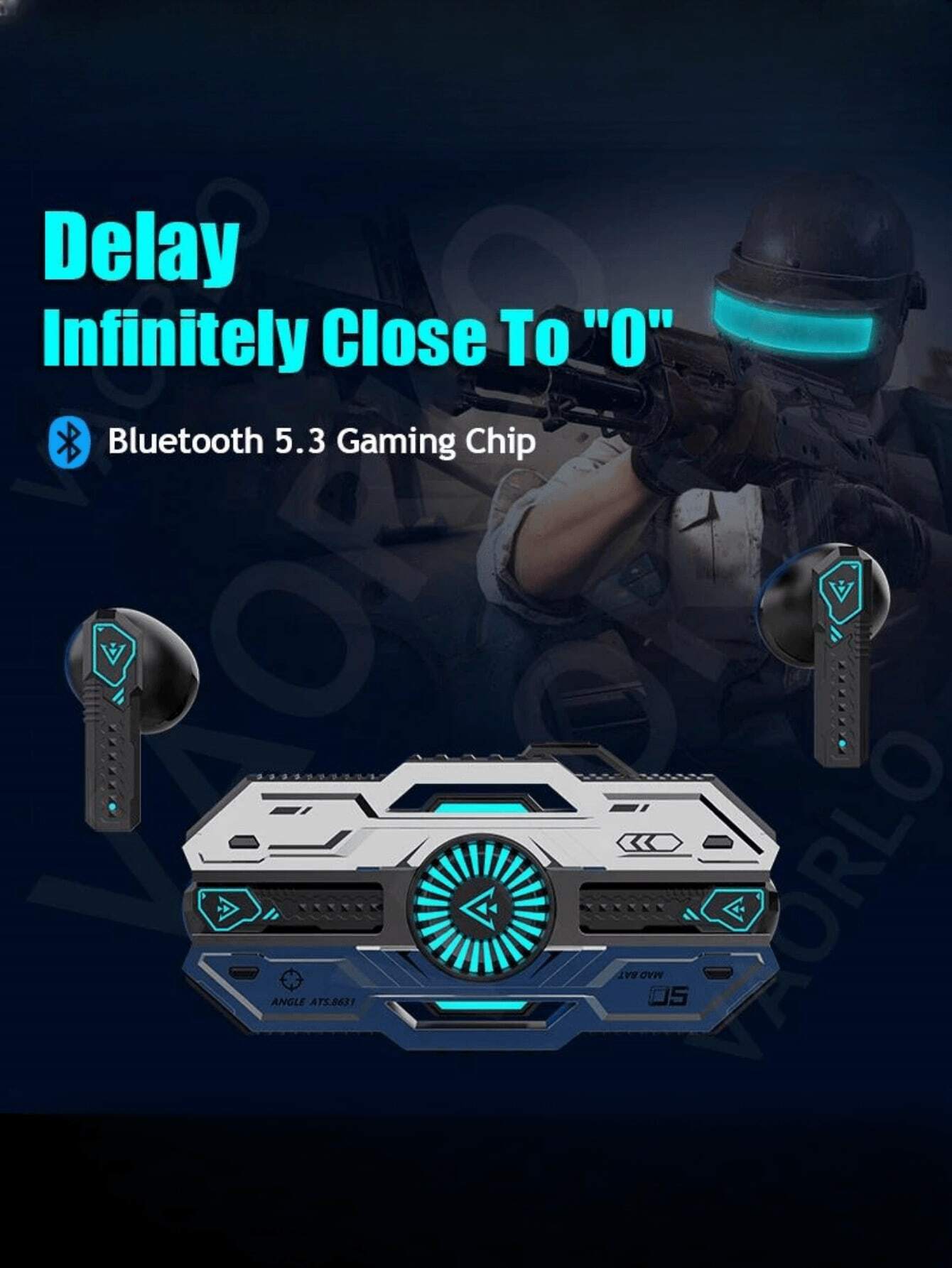 Wireless Gaming Earphone TWS Bluetooth 5.3 Low Latency Mecha Style ...