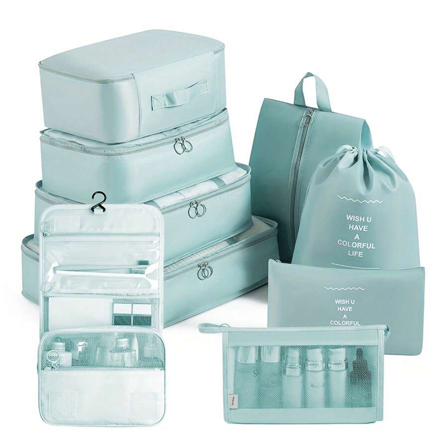 9 Piece Set Travel Storage Bags Clothes Underwear Cosmetic Shoe Luggage ...