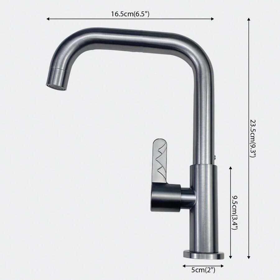 Kitchen Sink Faucet, Stainless Steel, Free Rotation, Single Cold Water ...