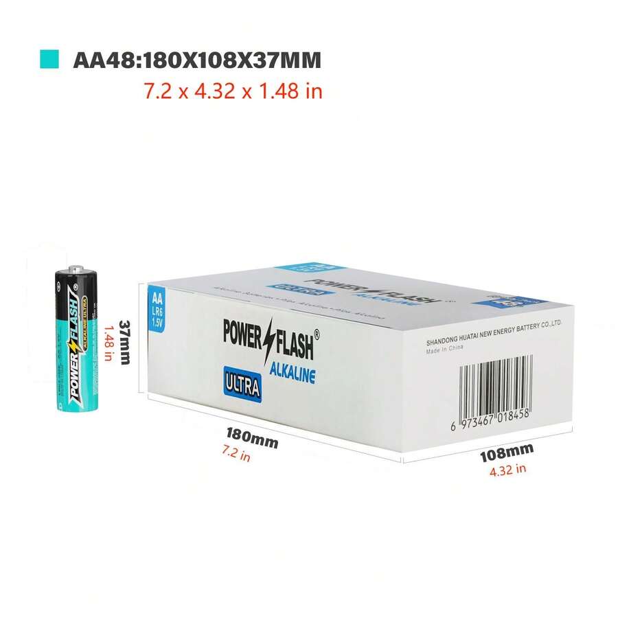 PowerFlash AA 24 Pack High-Performance Alkaline Batteries Value Pack, LR06, 24 Double A ...