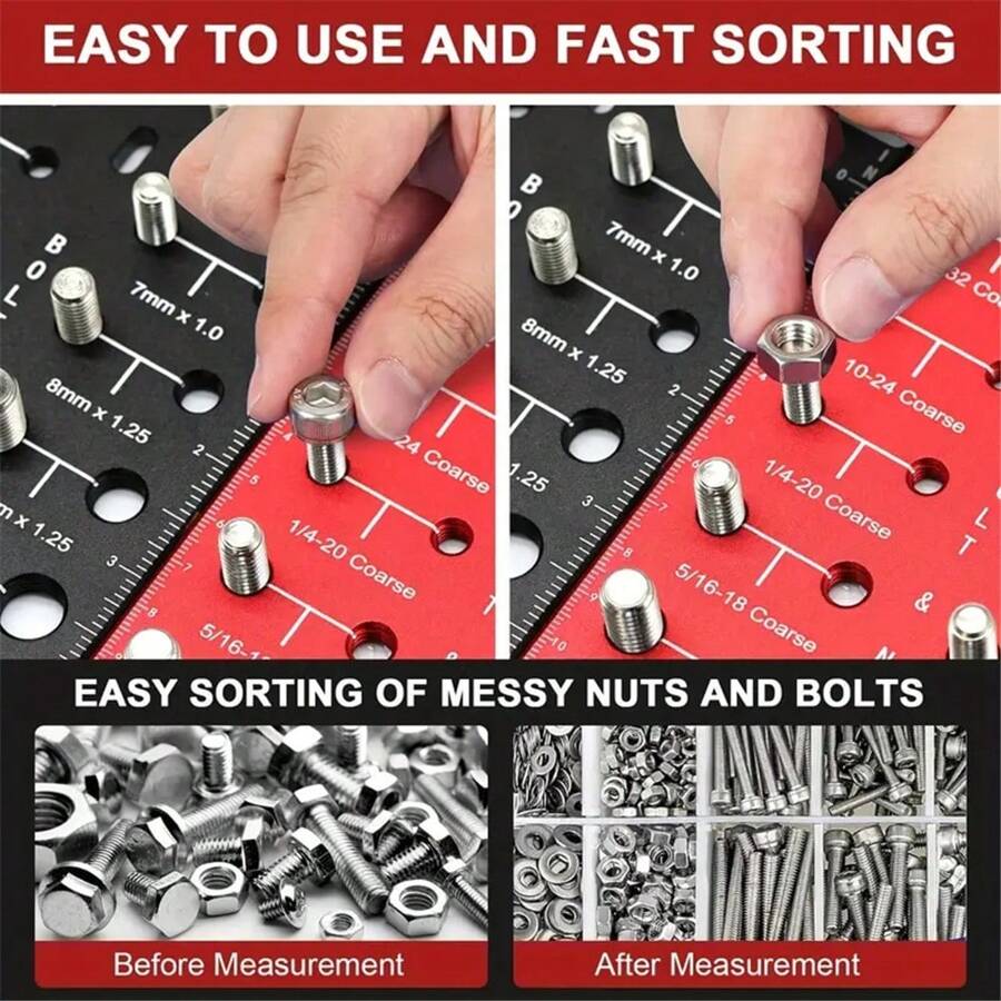 1 Set Nut And Bolt Thread Checker, Inch And Metric Thread Checker, Bolt ...