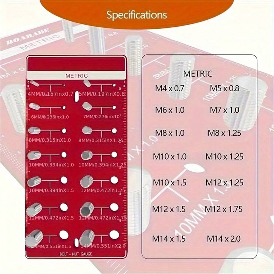 1 Set Nut And Bolt Thread Checker, Inch And Metric Thread Checker, Bolt ...