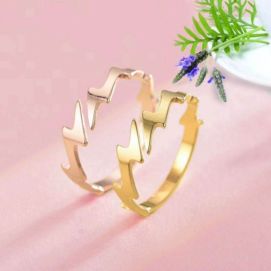 Stylish Simple Titanium Steel Cut Lightning Stainless Steel Opening ...