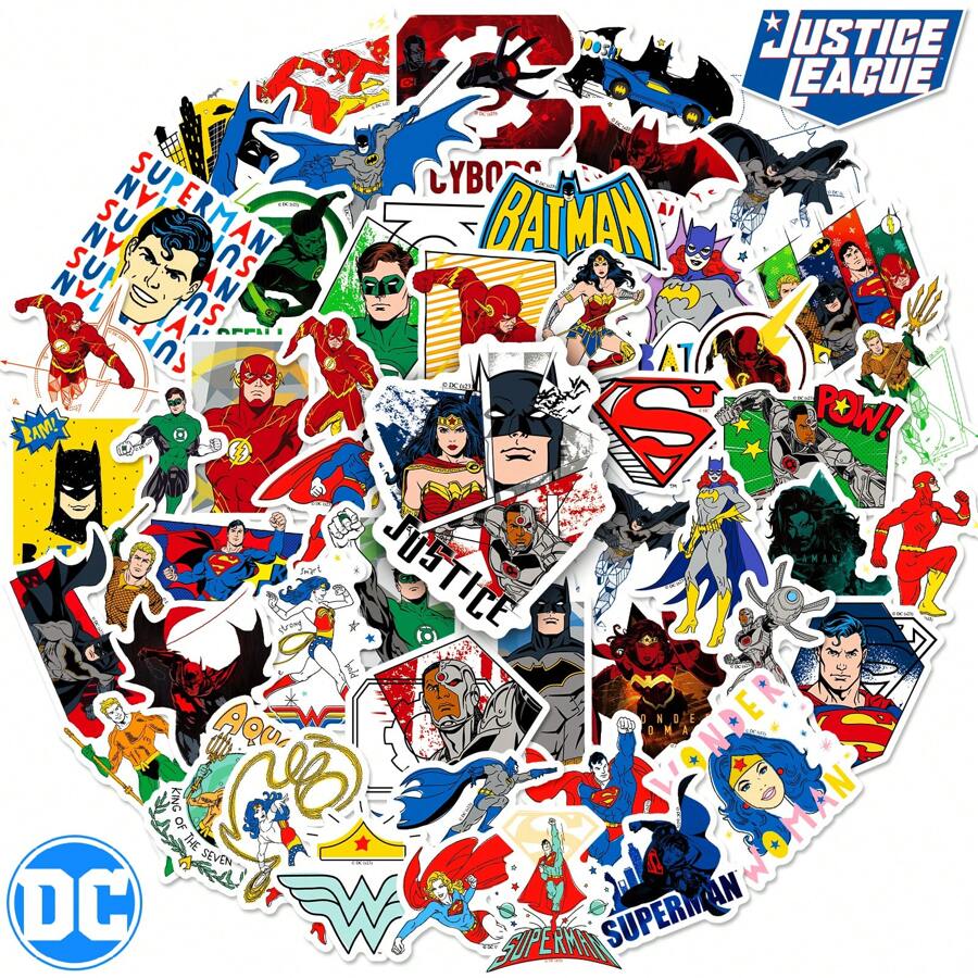 Justice League DC Hero 50pcs Justice League Stickers,Cartoon Hero Vinyl ...