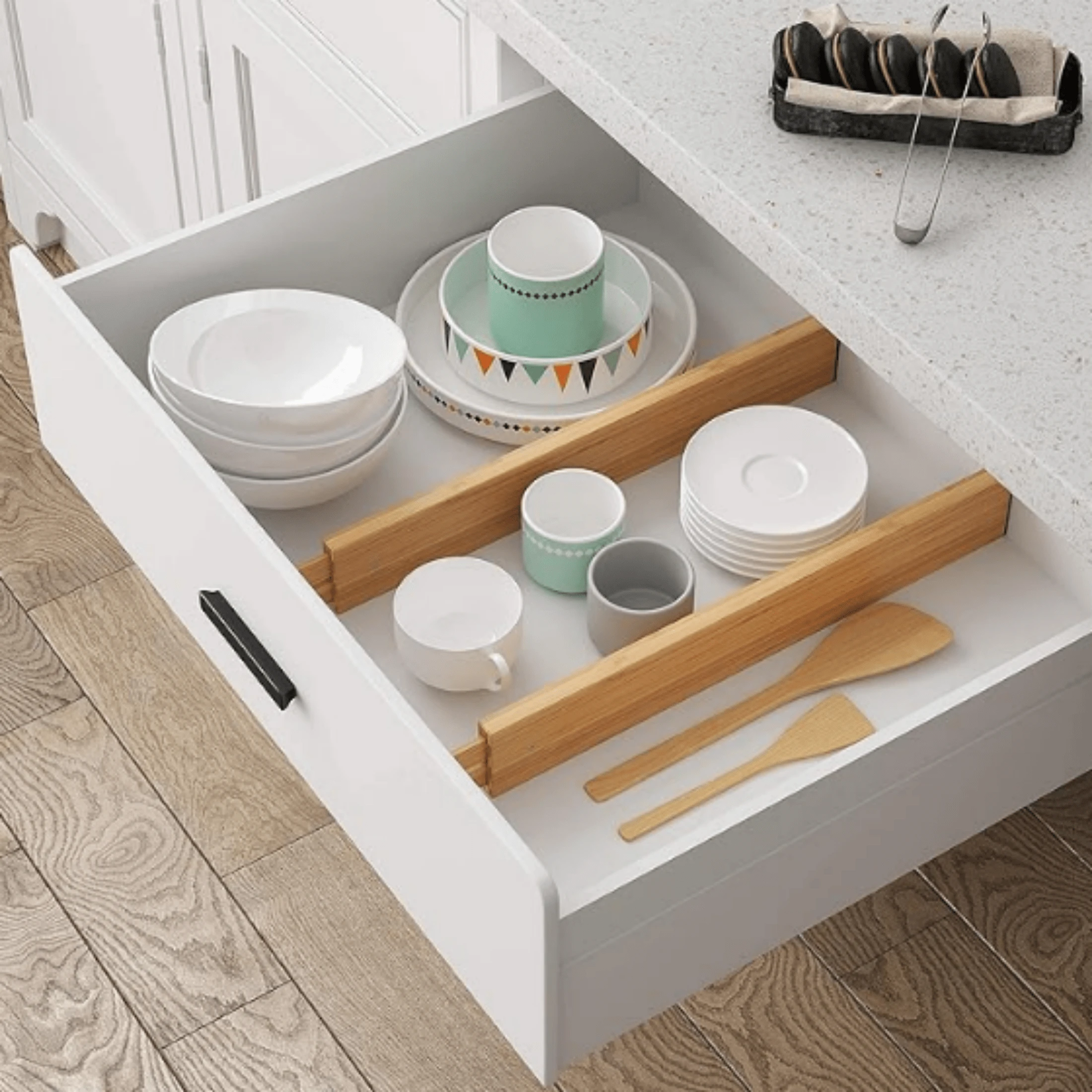 Solid Wood Drawer Expandable Dividers, Bamboo Wood Separators For Small ...