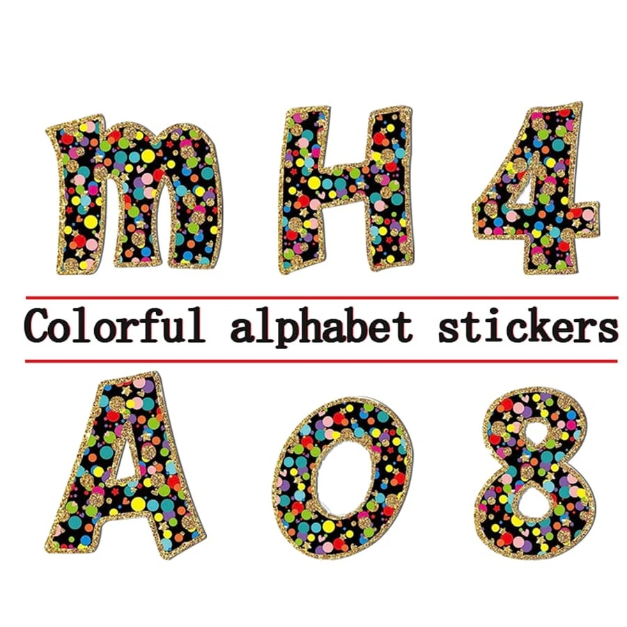 216pcs Colorful Confetti Alphabet Bulletin Board With Adhesive Symbols ...