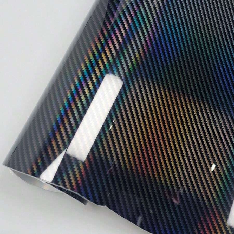 High Gloss Black Laser Rainbow Carbon Fiber Stickers On Car Vinyl Wrap ...
