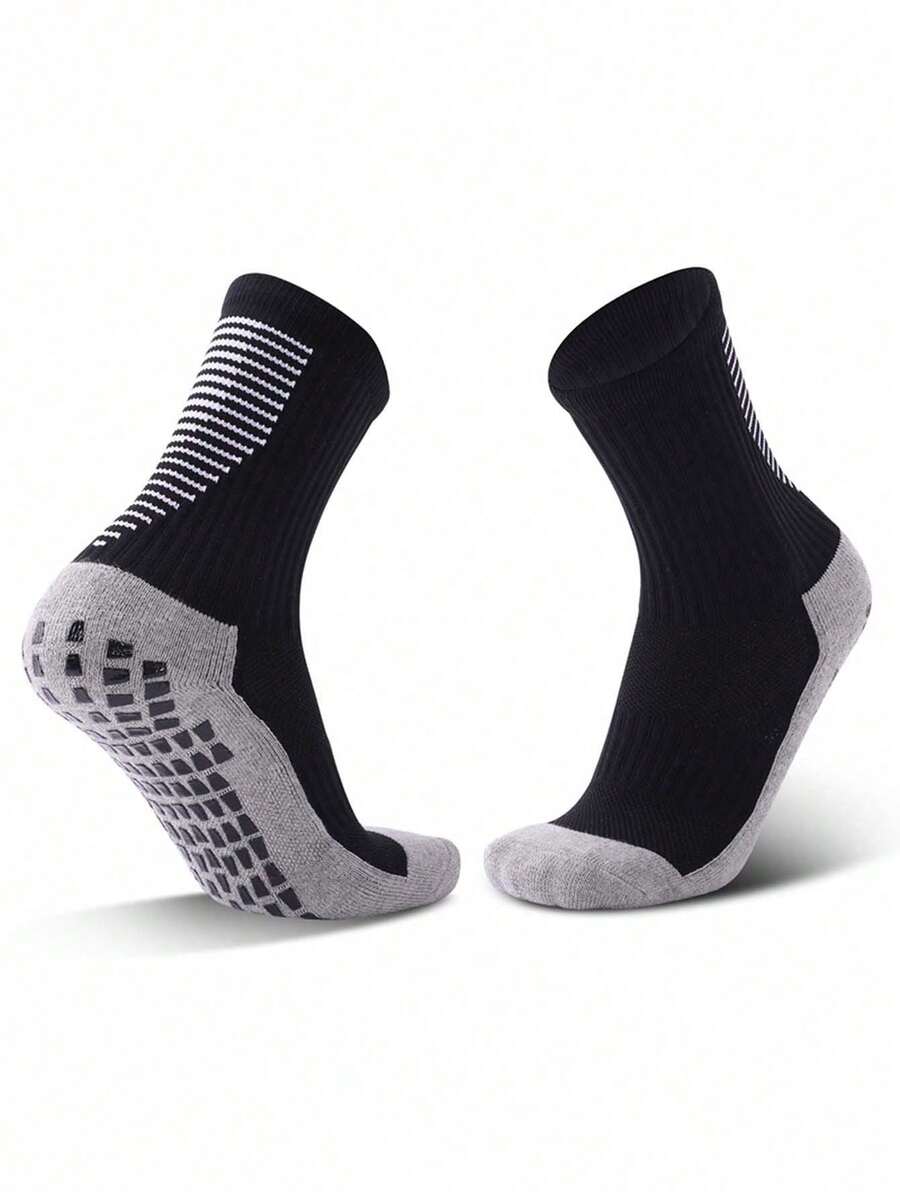 [1 Pair Black] Horizontal Line Football Socks Breathable Shock ...