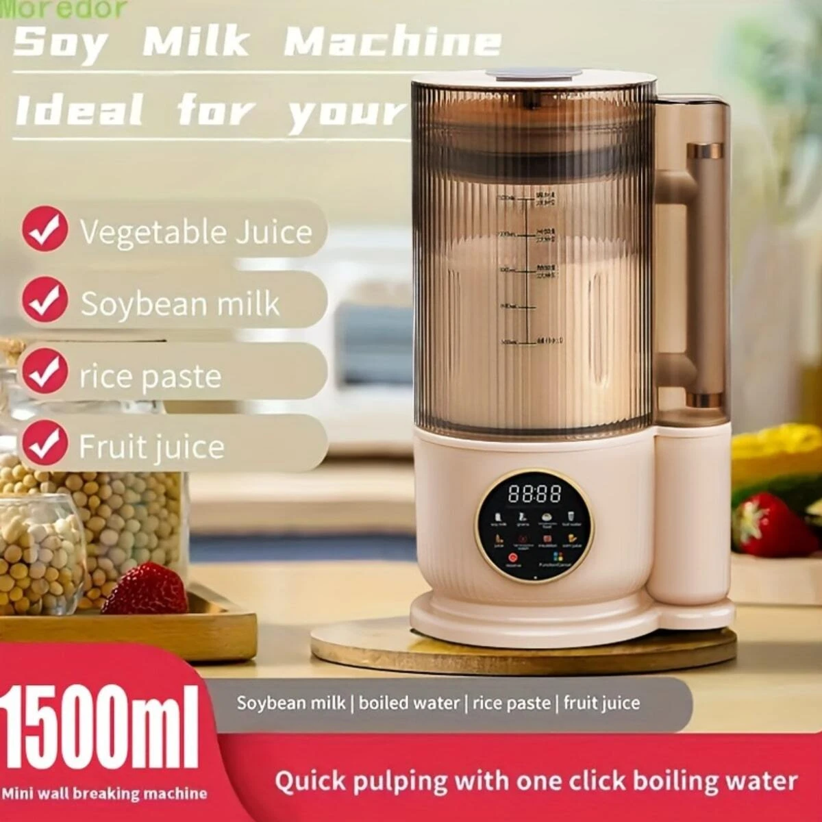 1500ML Wall-Breaking Machine - Revolutionary Auto-Heating, Quiet & Compact, Soybean Milk Maker ...