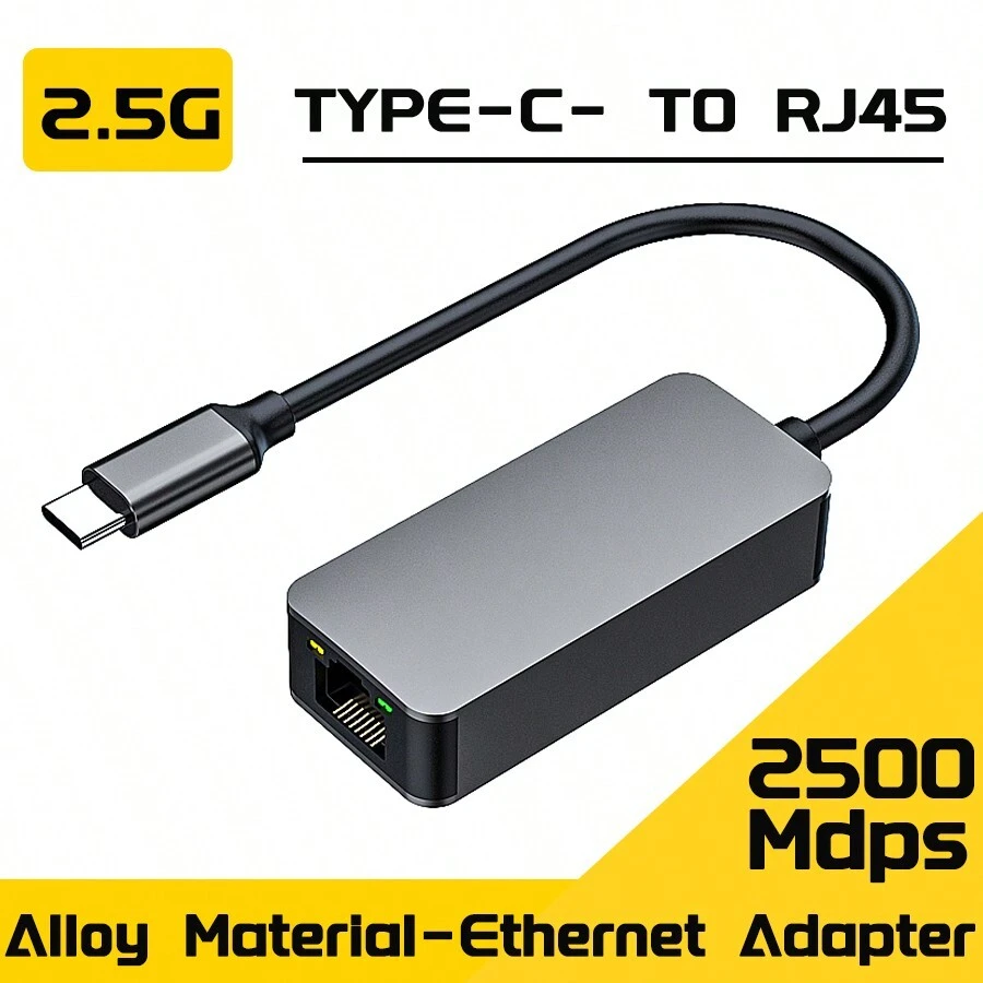 2500Mbps TypeC/USB 3.0 Ethernet To RJ45 2.5G Wired Adapter Type-C ...