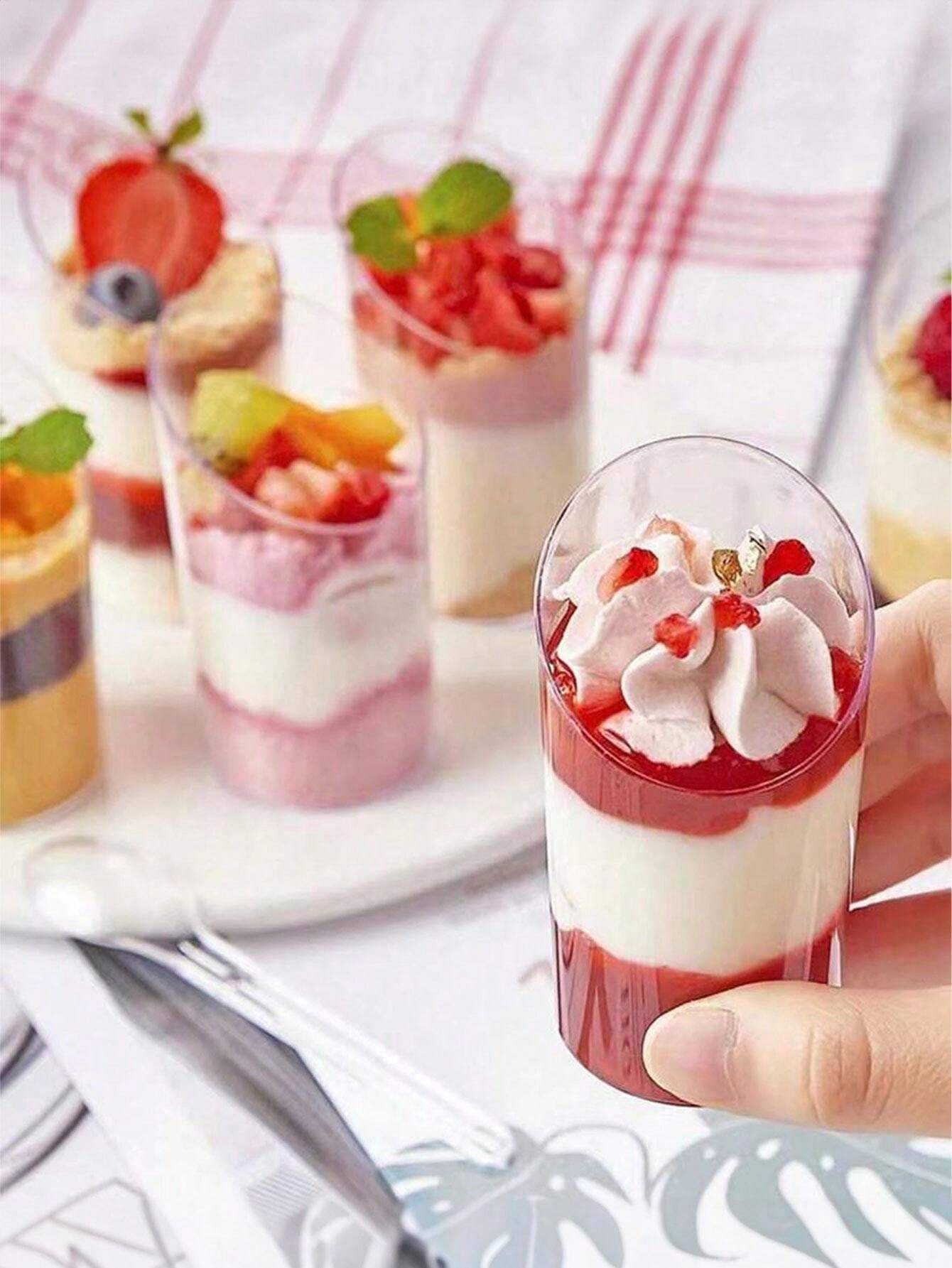 12pcs, Mini Dessert Cups, Transparent Sample Cups, Reusable Plastic ...