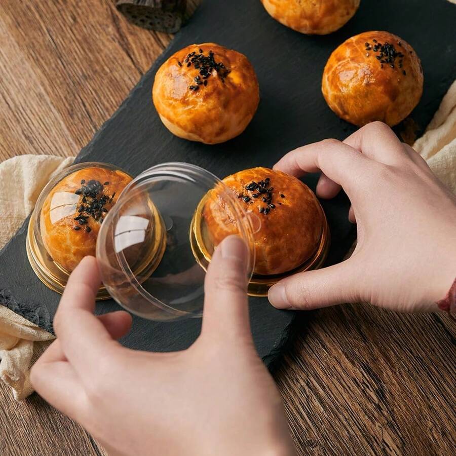 50Pcs Clear Plastic Mini Cake Boxes With Dome Lids, Mini Cake ...