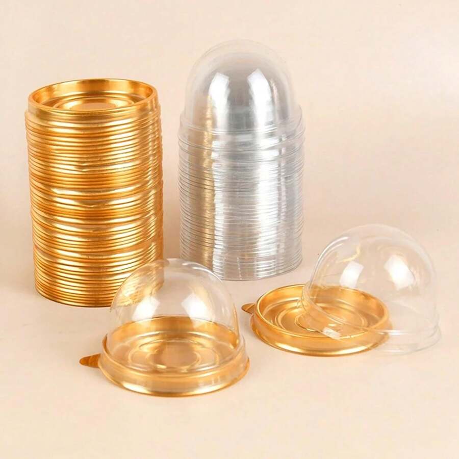 50Pcs Clear Plastic Mini Cake Boxes With Dome Lids, Mini Cake ...