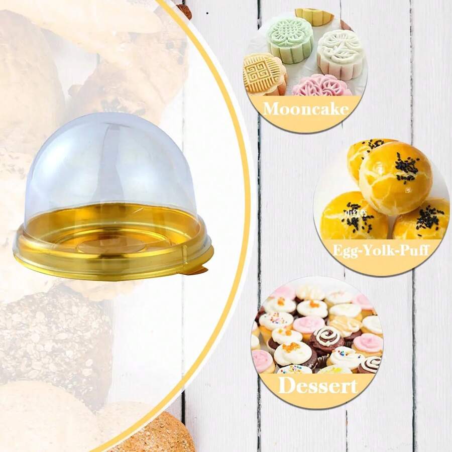 50Pcs Clear Plastic Mini Cake Boxes With Dome Lids, Mini Cake ...