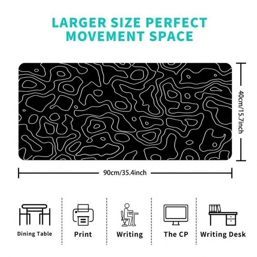 Terrain Graphics Line Large Black Gaming Mouse Pad, Anti-Slip Extended ...
