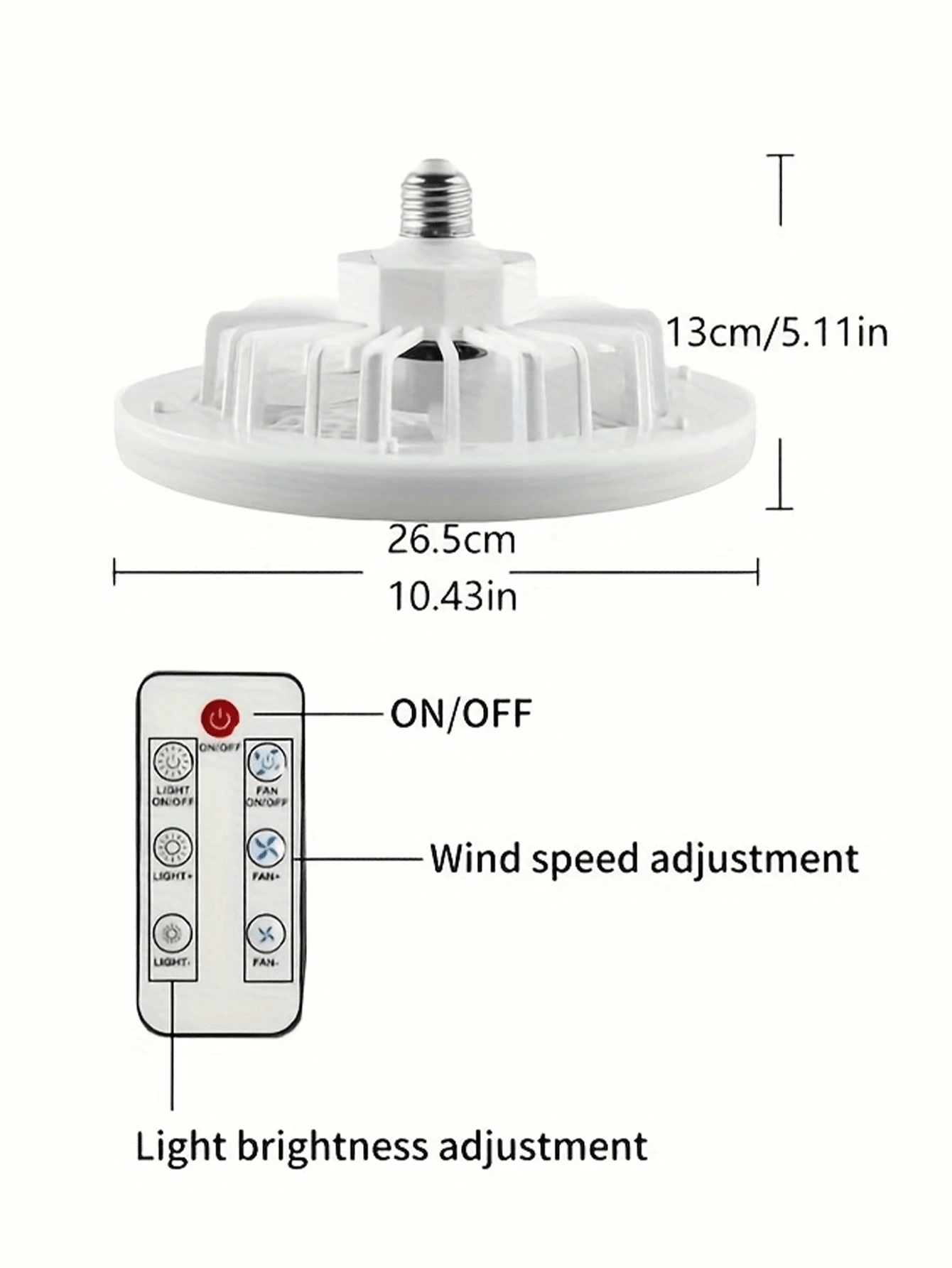 1pc 2-In-1 3 Modes LED Mini Fan Light Ceiling Fan Light With E27 Screw ...