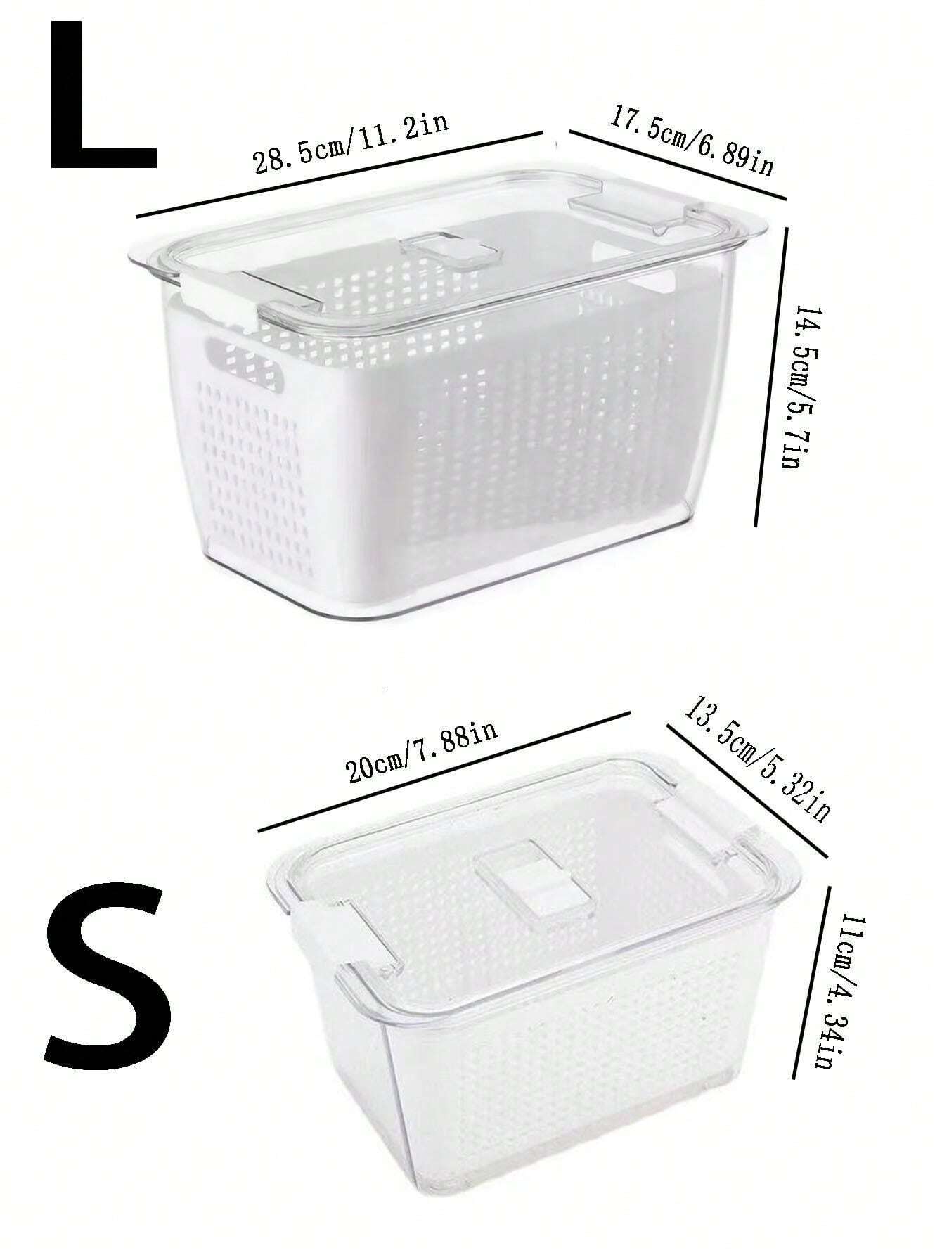 2pcs Double Layered Plastic Drain Basket, Vegetable And Fruit Crisper ...