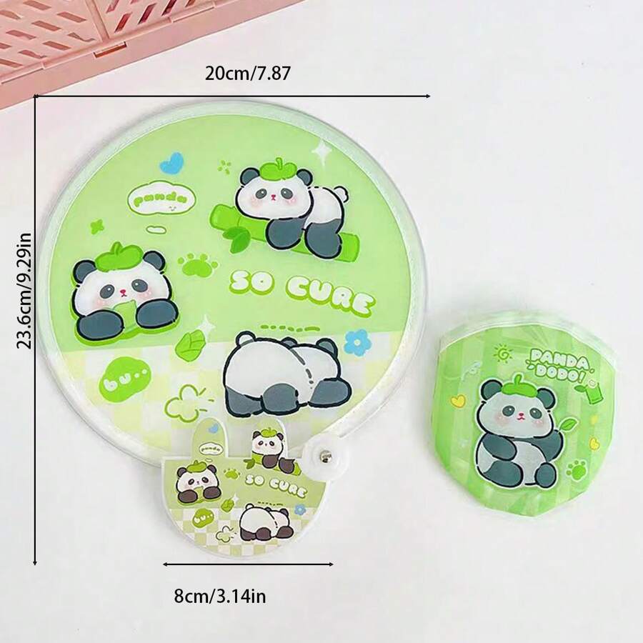 Cute Foldable Portable Fan Mini Cartoon Panda Fan With Fabric Surface ...