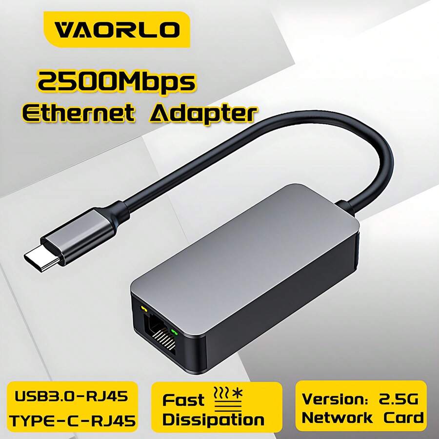2500Mbps TypeC/USB 3.0 Ethernet To RJ45 2.5G Wired Adapter Type-C ...