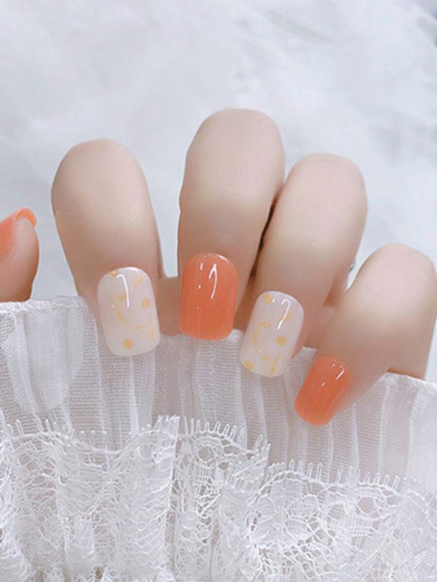 24pcs Minimalist Solid Colored Tree Branches And Leaves, Short Square ...