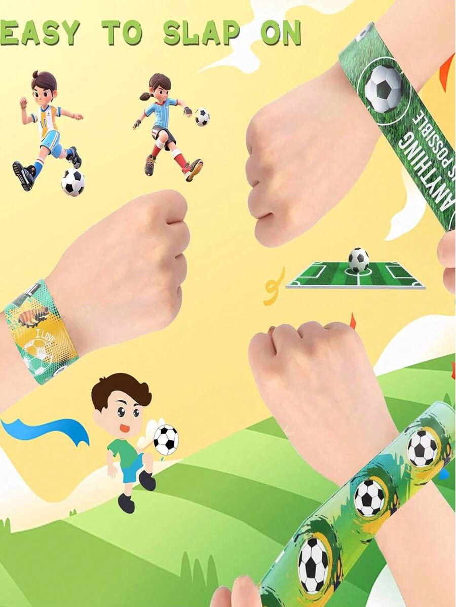 12pcs Football Snap Ring Soccer Slap Bracelets Pvc Snap Ring Bracelet ...