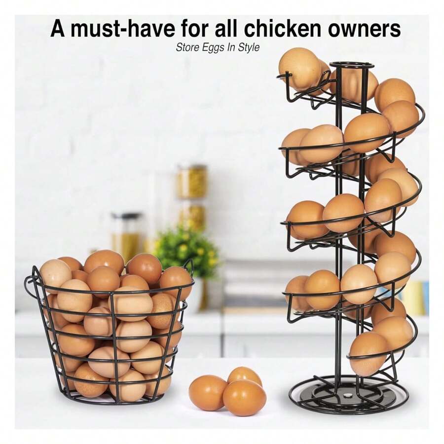 Rotating Spiral Egg Dispensing Rack, Egg Skelter, Countertop Egg ...