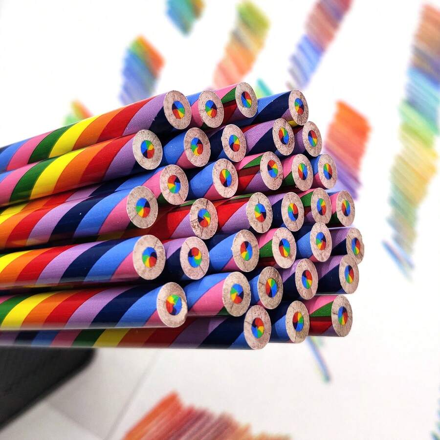 12pcs/Set Rainbow Gradient Color Pencils With Same Core, DIY Hand ...