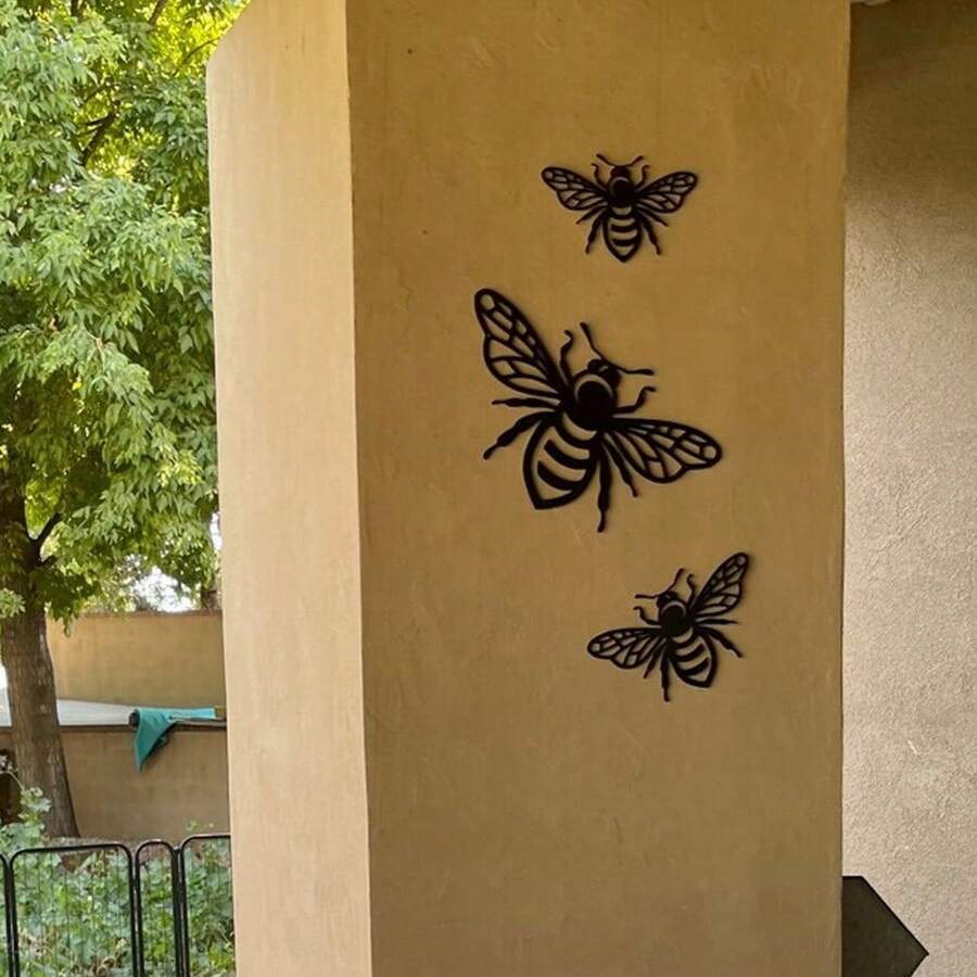 Black Metal Wall Art Bee Porch Garden Hive Decor Bee Lover Gift ...