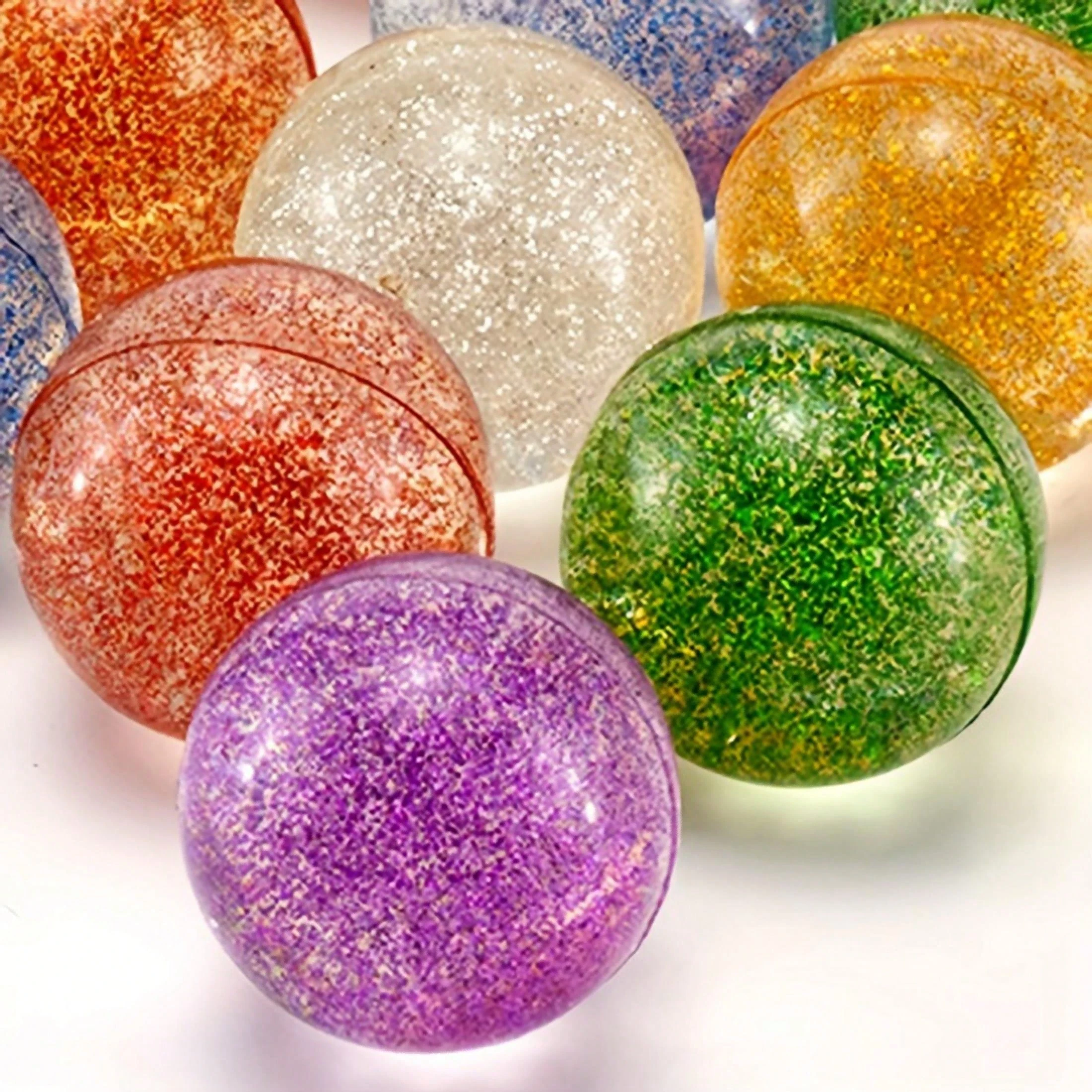 10pcs Glitter Bounce Ball Colorful Bouncy Balls, Birthday Party Favors ...