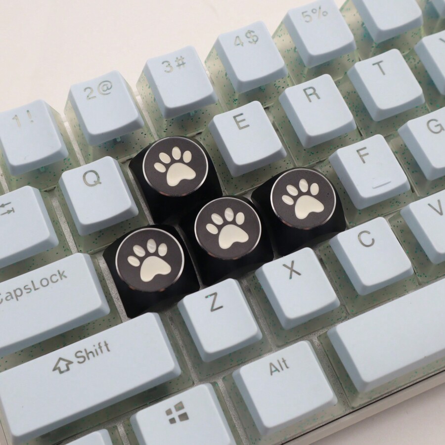 CNC Aluminum Alloy ESC Key, Single Black Keycap With White Cat Claw ...
