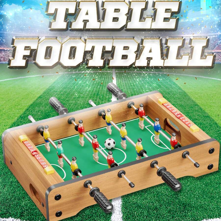 1pc Grey-Green Wooden Table Football With 2 Footballs Indoor Table Game ...
